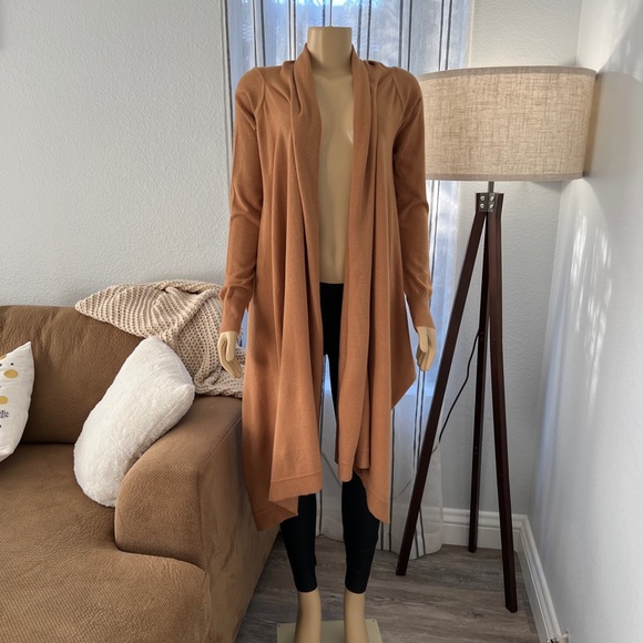 Boston Proper | Sweaters | Boston Proper Brown Drape Front Open Front ...